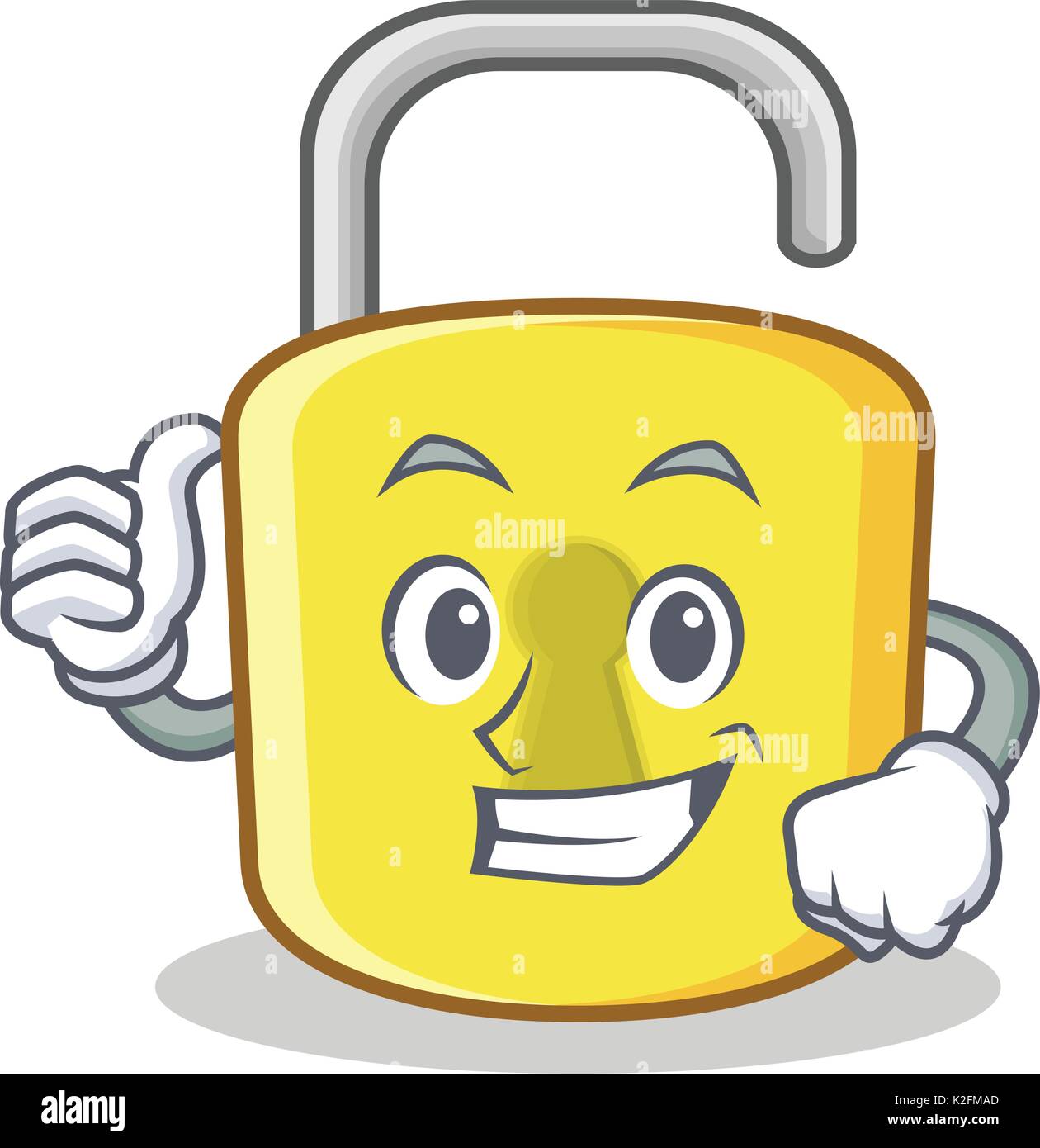 Thumbs up yellow lock character mascot Stock Vector Image & Art - Alamy
