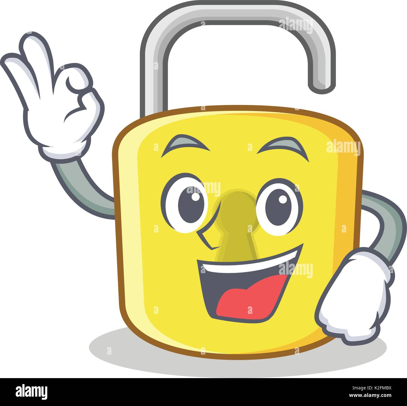 Okay yellow lock character mascot Stock Vector Image & Art - Alamy