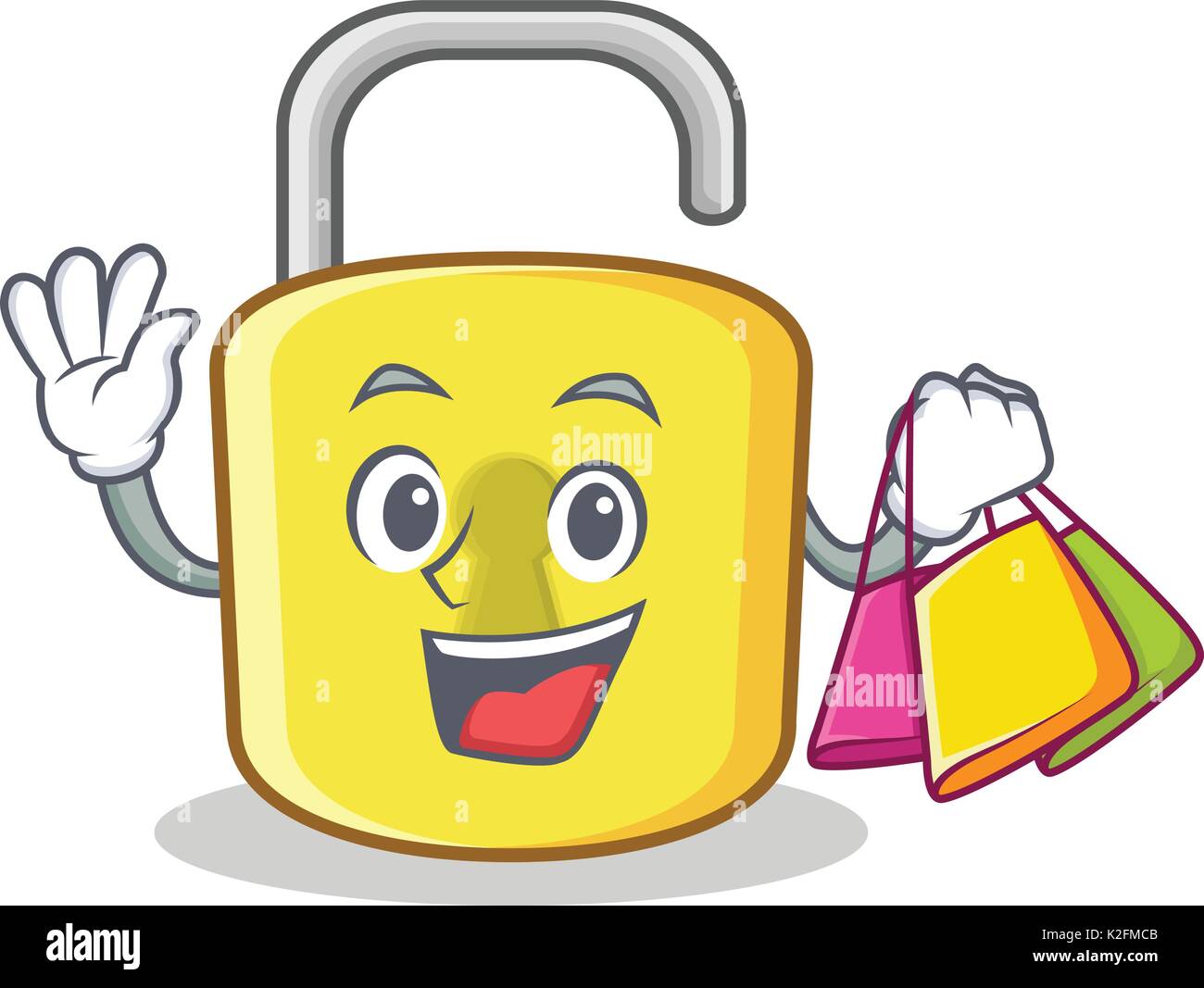 Shopping yellow lock character mascot Stock Vector Image & Art - Alamy
