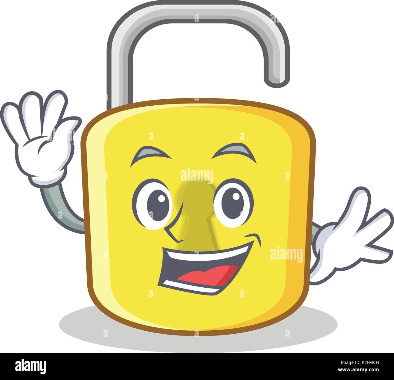 Waving yellow lock character mascot Stock Vector Image & Art - Alamy