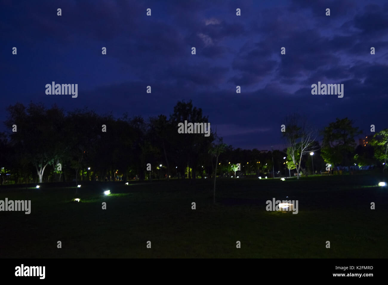The park Drumul Taberei, renovated and now called Moghioros, at night ...