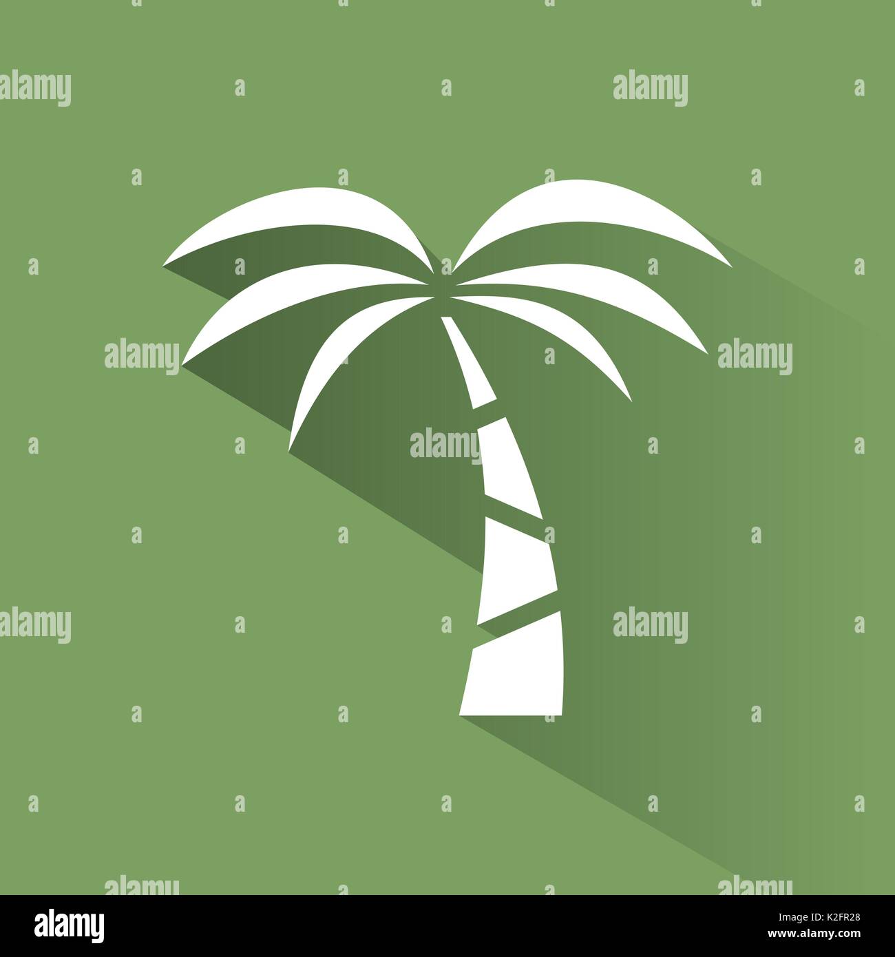 Palm tree icon on a green background with shade. Vector illustration ...