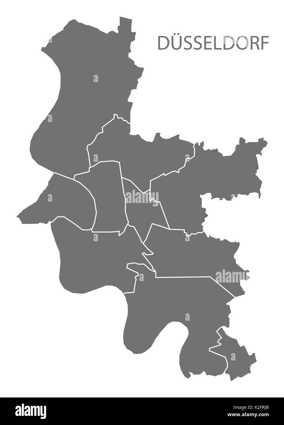 Dusseldorf city map with boroughs grey illustration silhouette shape Stock Vector Image & Art ...