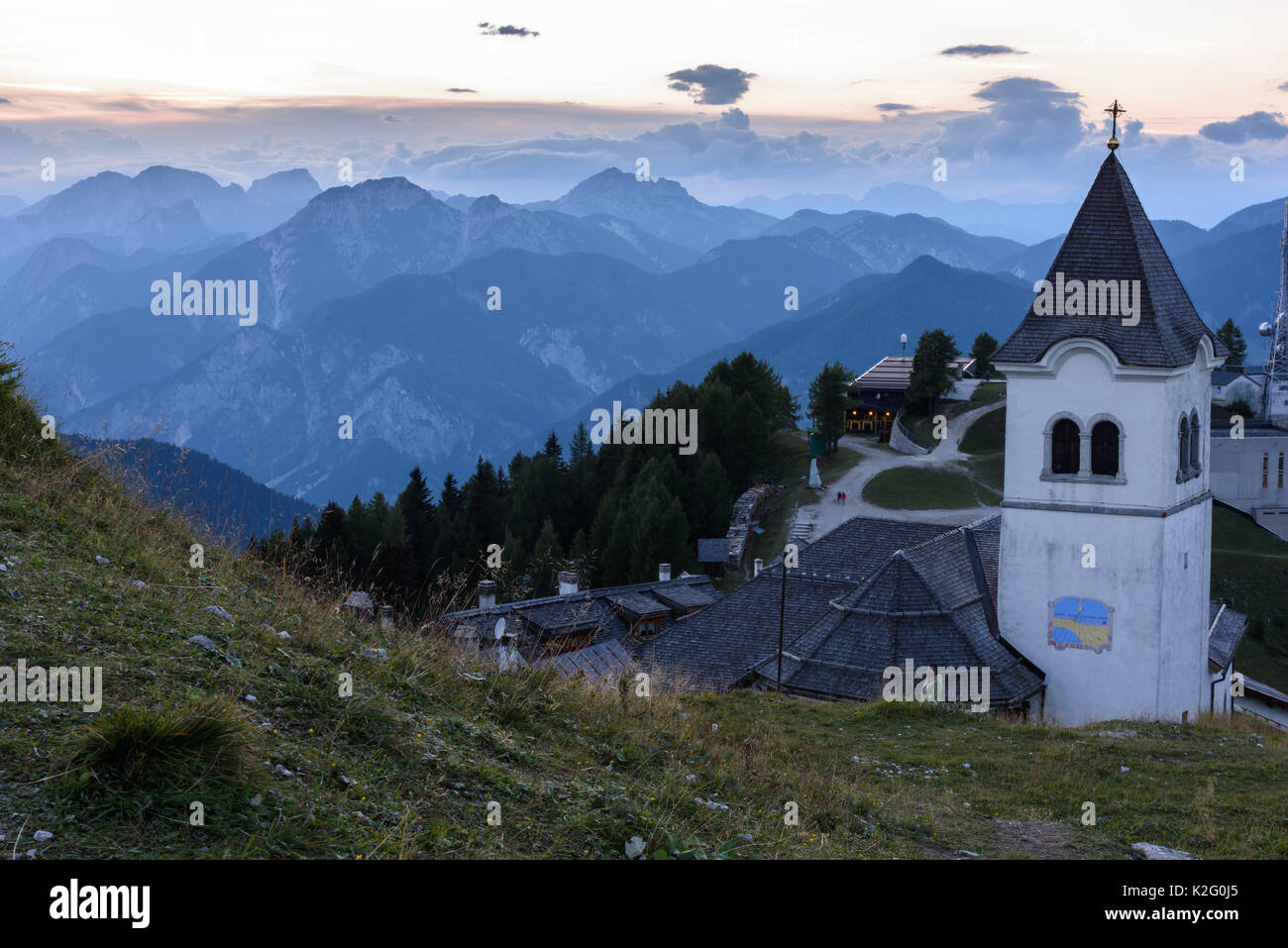 Sunset. Stunning panorama from Mount Lussari Stock Photo - Alamy