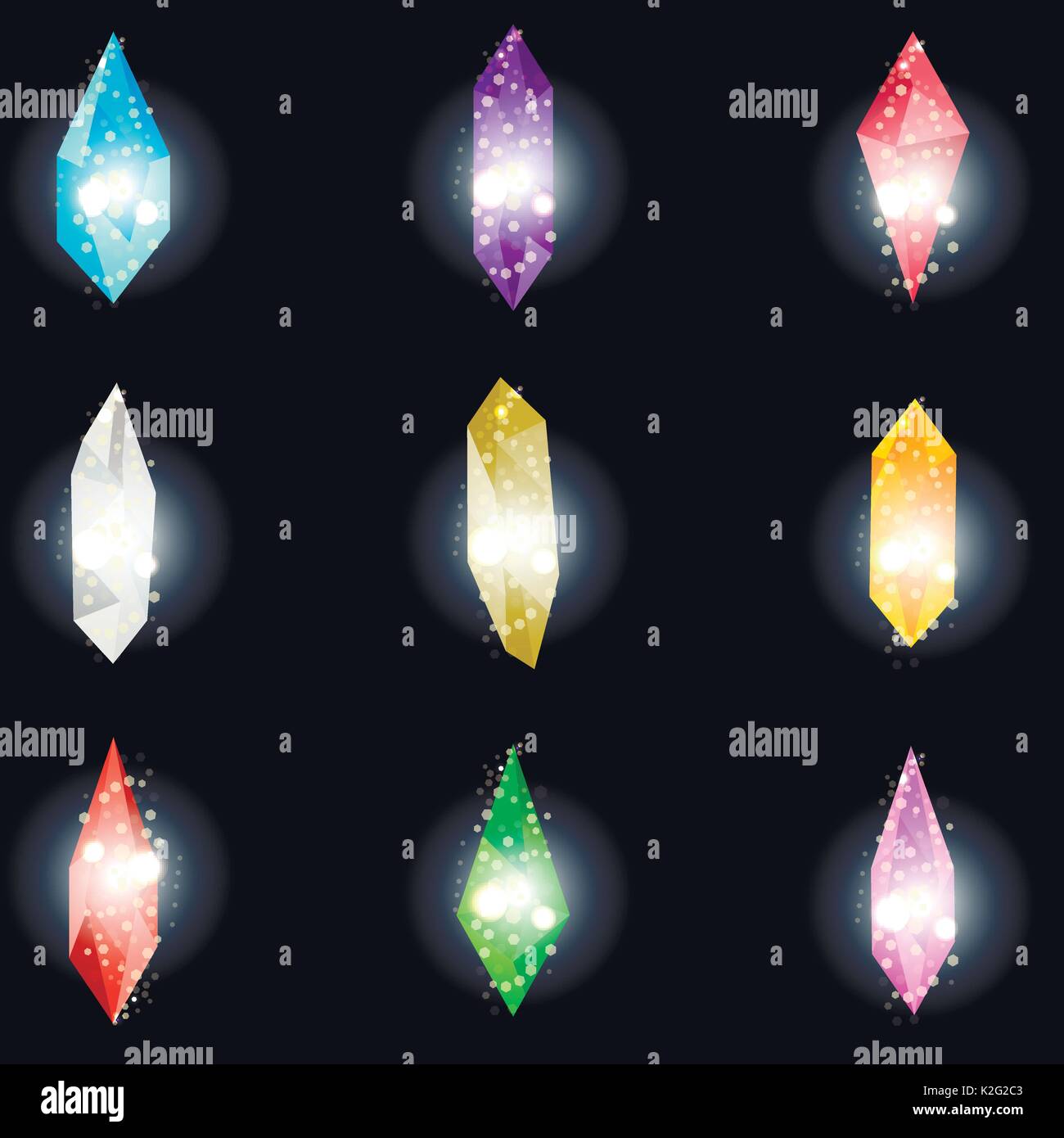 Crystals isolated on black background. Minerals, design elements ...