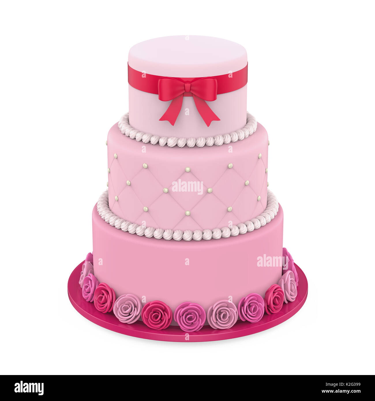 Pink tiered cake Cut Out Stock Images & Pictures - Alamy