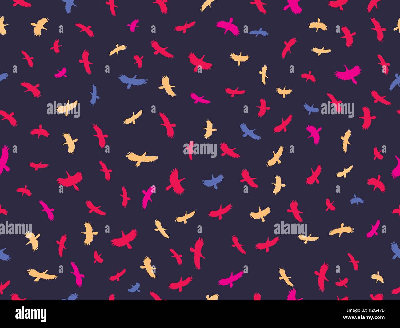 Seamless background with birds. Drawing colorful birds. Vector ...