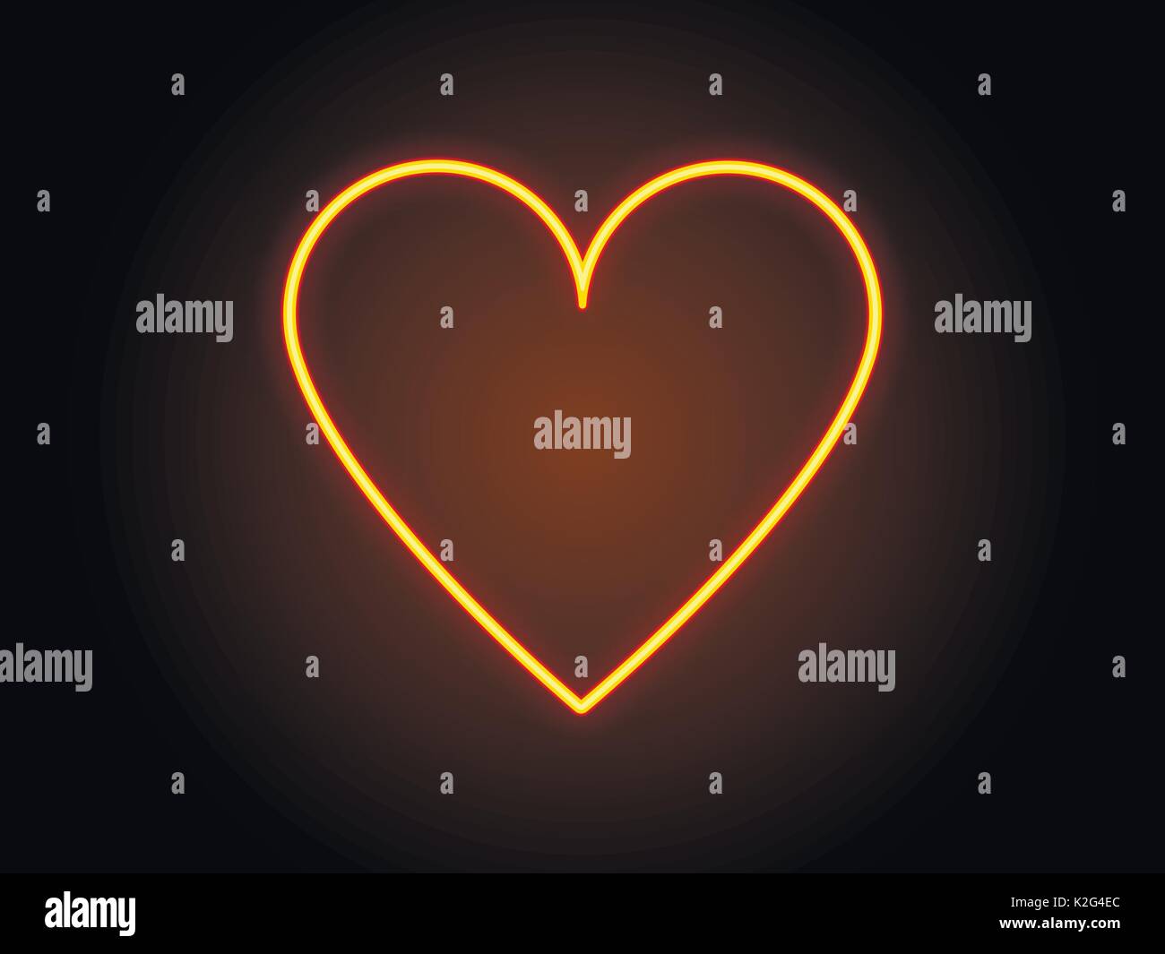 Neon heart sign yellow color. Vector illustration Stock Vector Image ...
