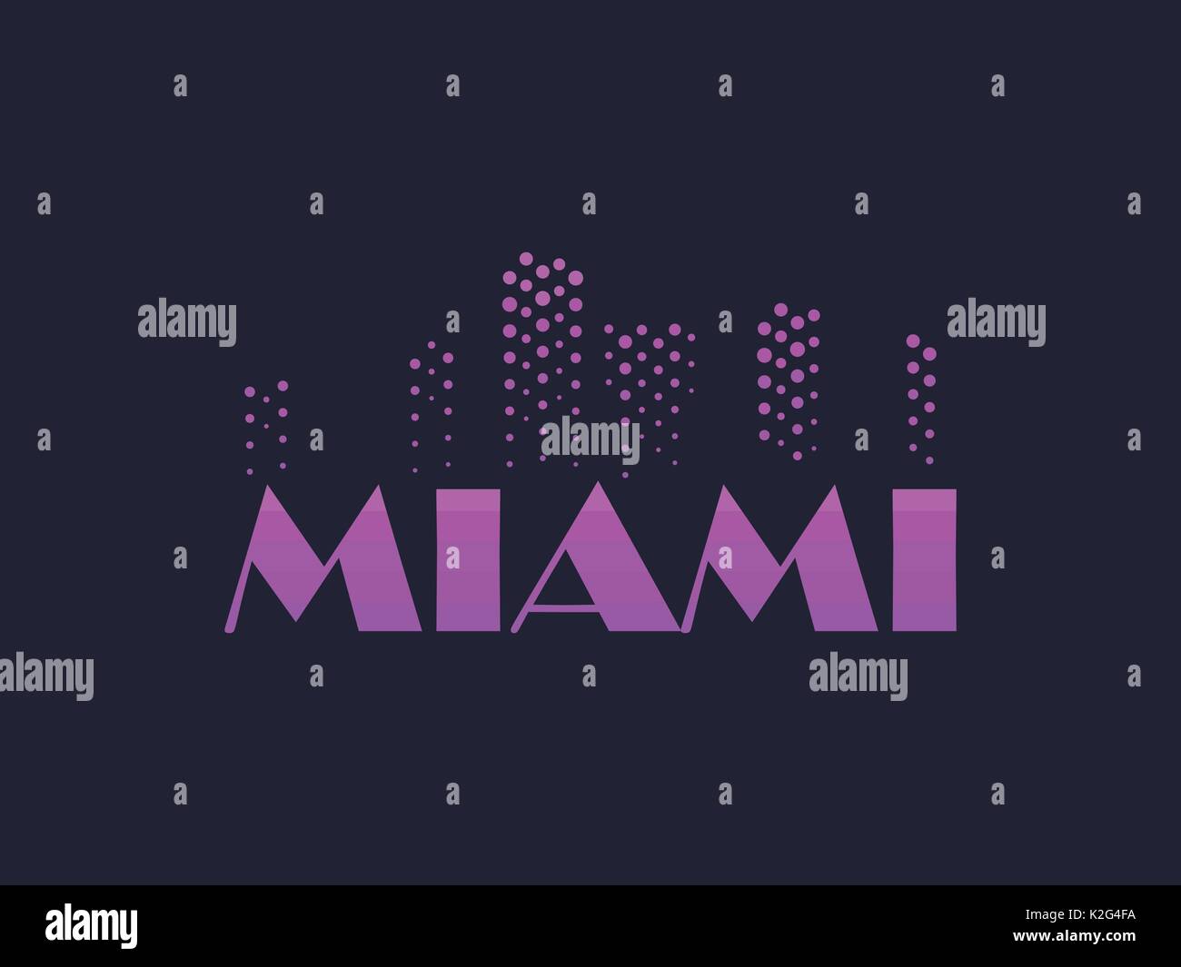 Miami, emblem in the style of the 80s. Points symbolize the skyscrapers ...