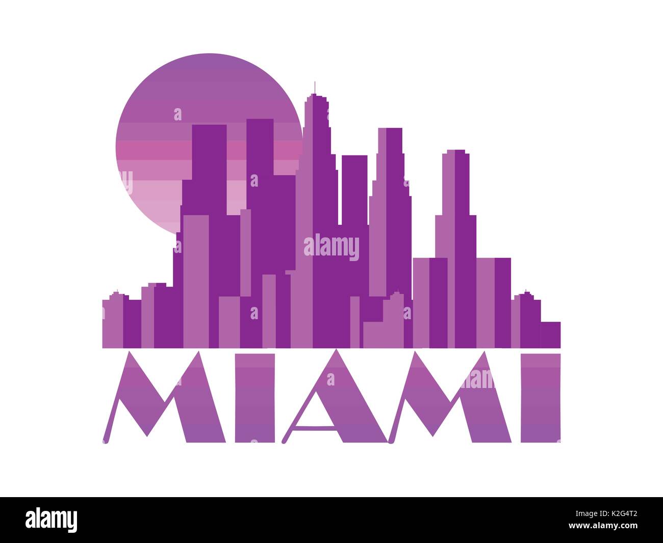 Miami city. Skyscrapers isolated on white background. Vector ...