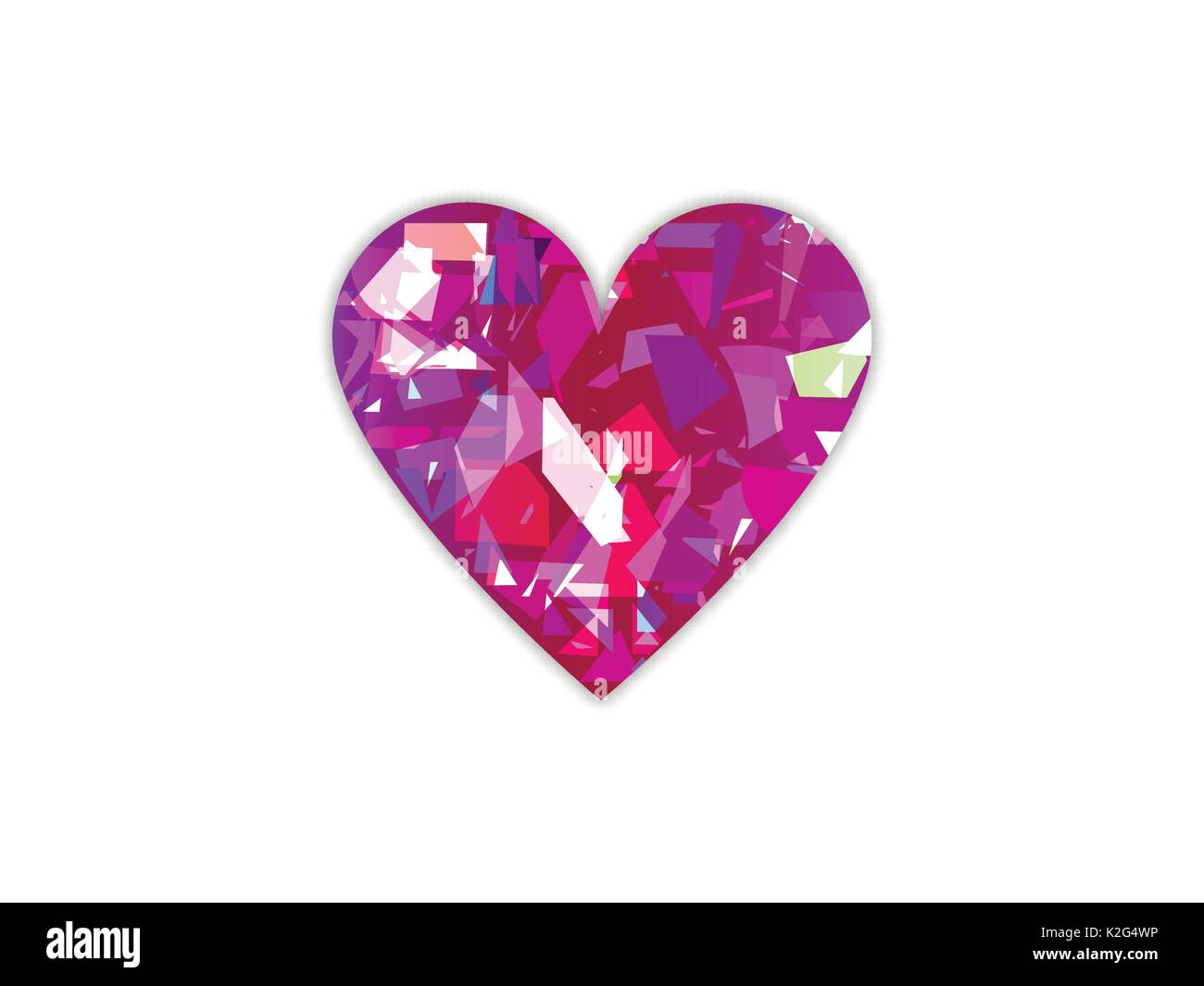 Heart with shadow on white background. Geometric particles. Symbol of ...