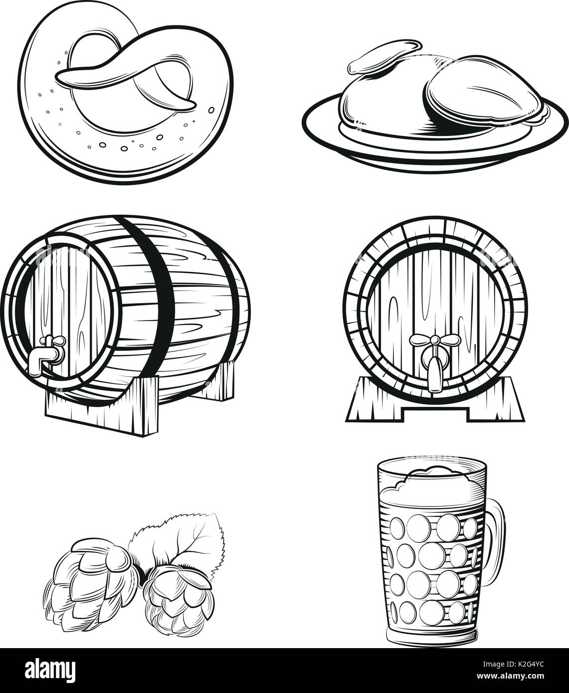 Beer set line drawing Stock Vector Images - Alamy
