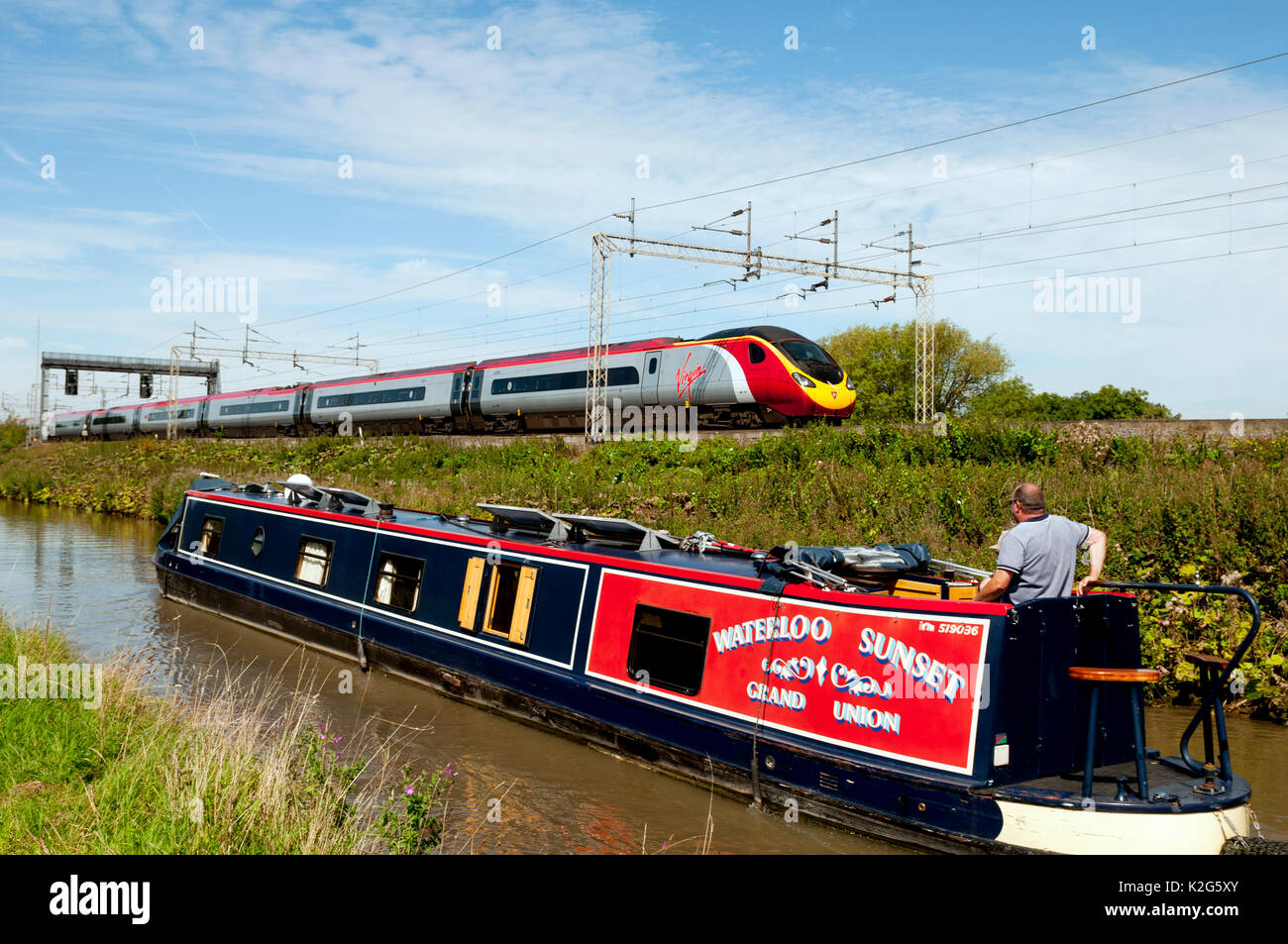 Virgin Trains Pendolino on the West Coast Main Line alongside the ...