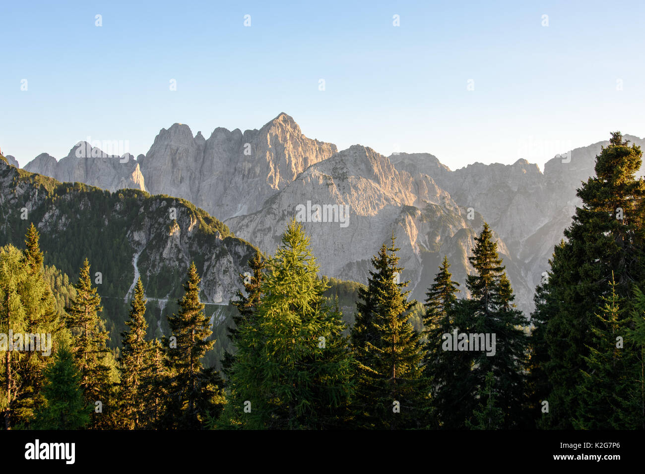 Towards the Sunset. Stunning panorama from Mount Lussari Stock Photo ...