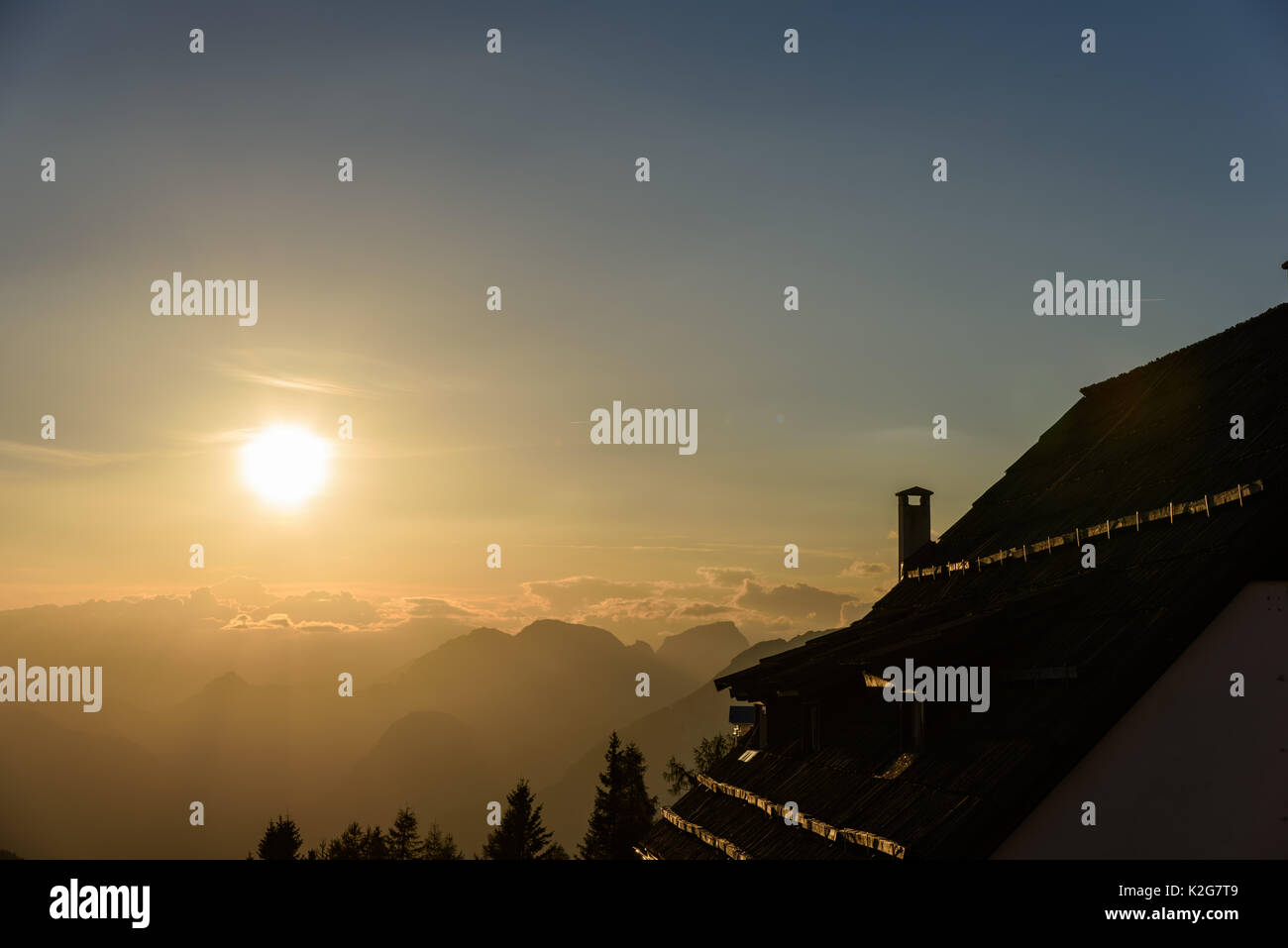 Towards the Sunset. Stunning panorama from Mount Lussari Stock Photo ...