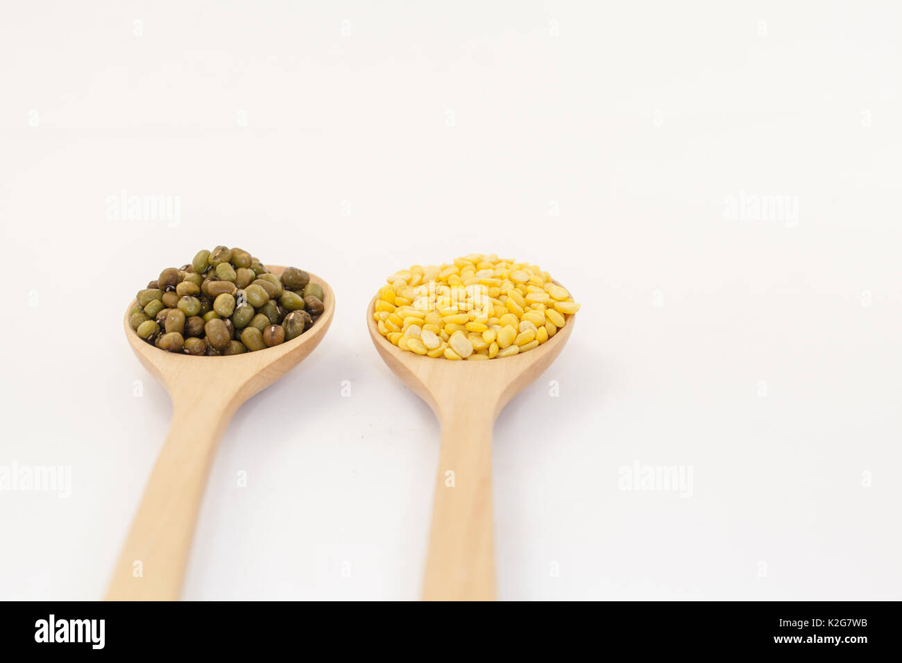 Mung bean and Hull - split monk bean 0n white background Stock Photo ...