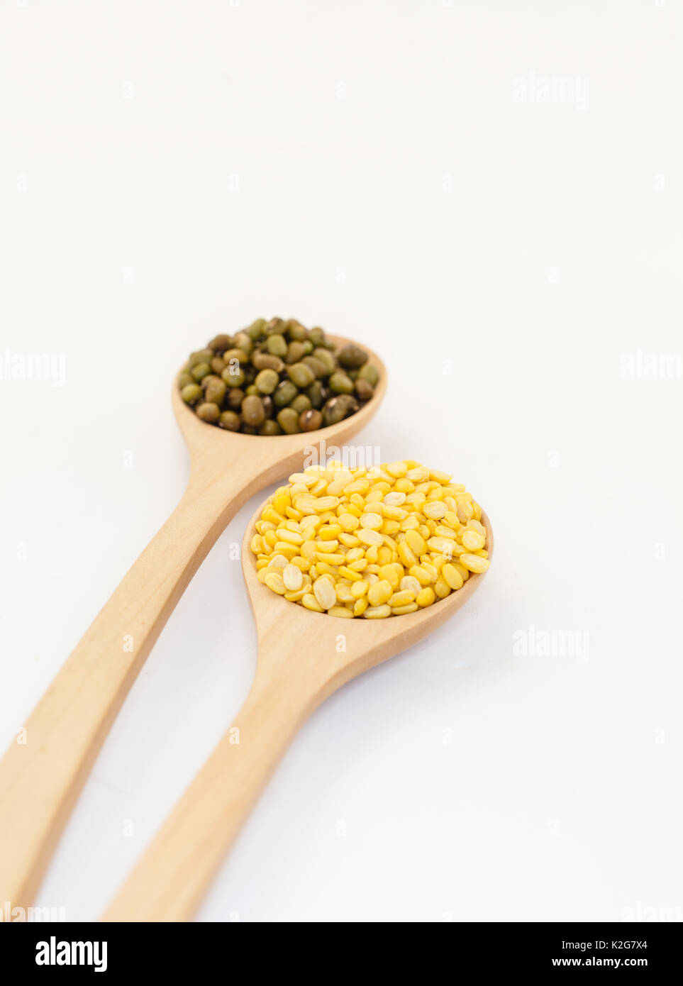 Mung bean and Hull - split monk bean 0n white background Stock Photo ...