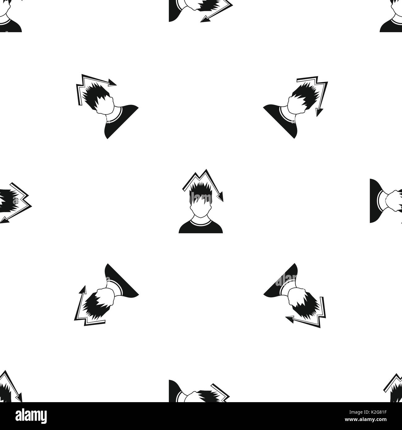 Man with falling red graph over head pattern seamless black Stock ...