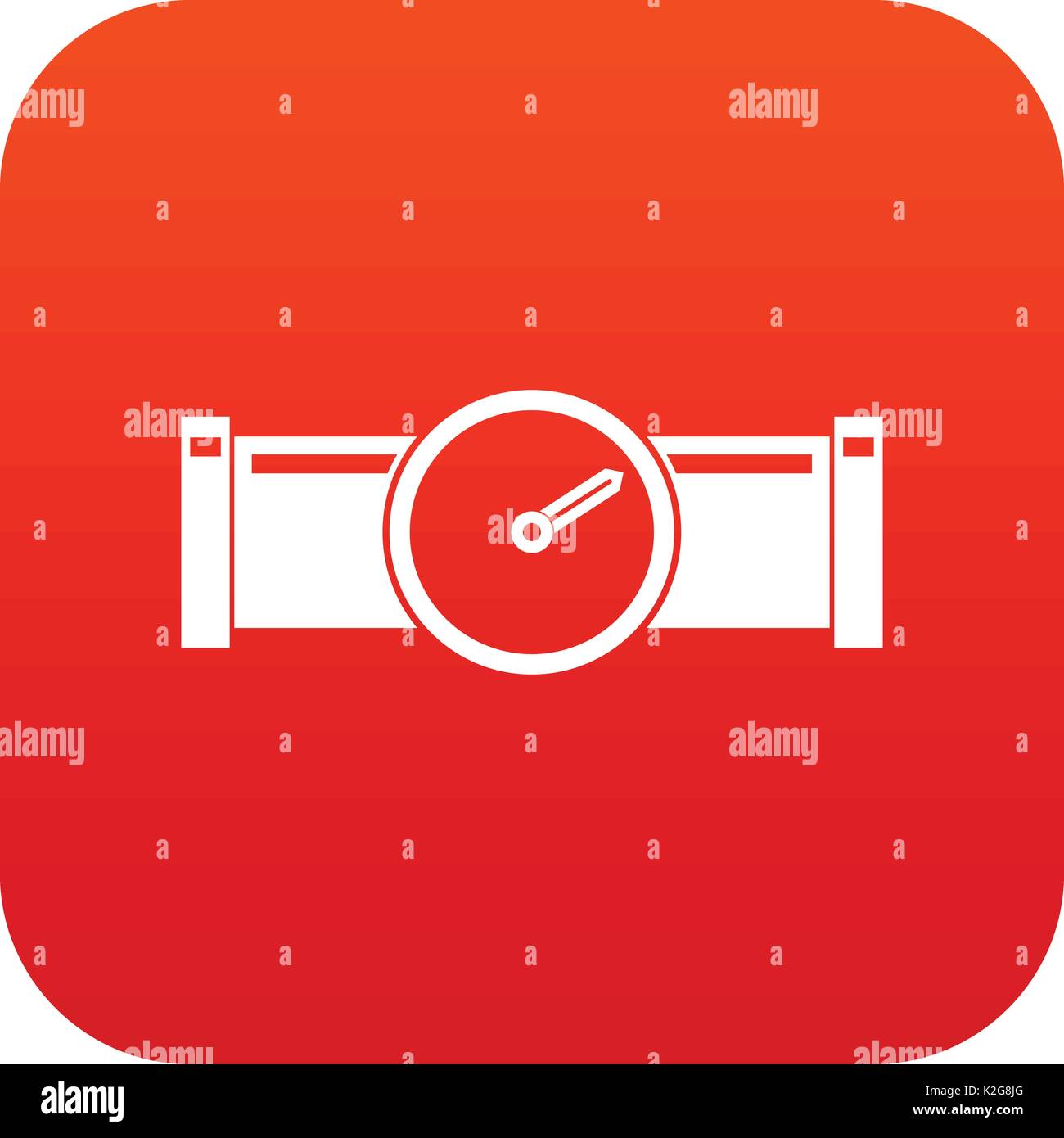 Instrument measures the pressure in the pipe icon digital red Stock ...