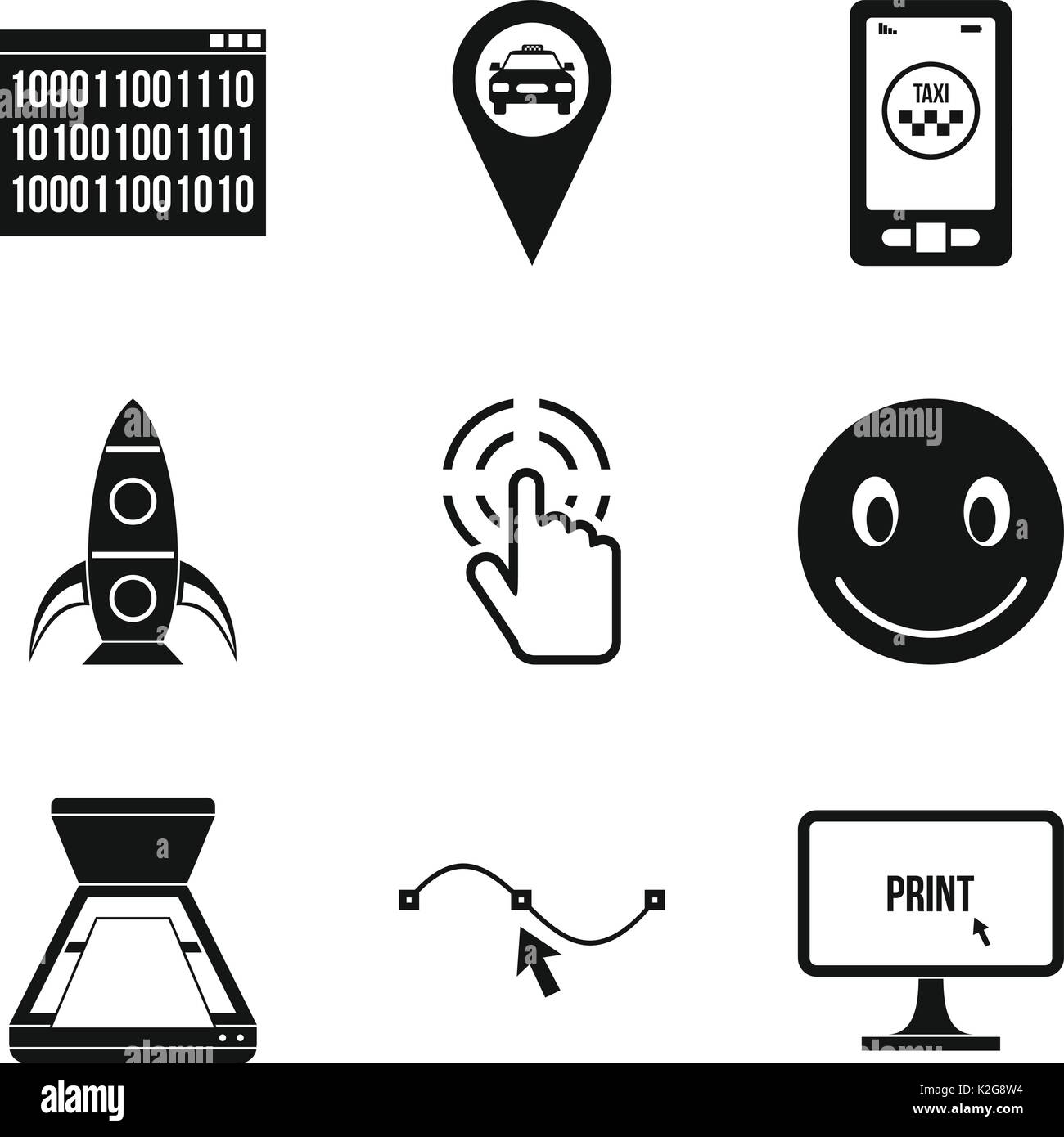 Binary code icons set, simple style Stock Vector Image & Art - Alamy