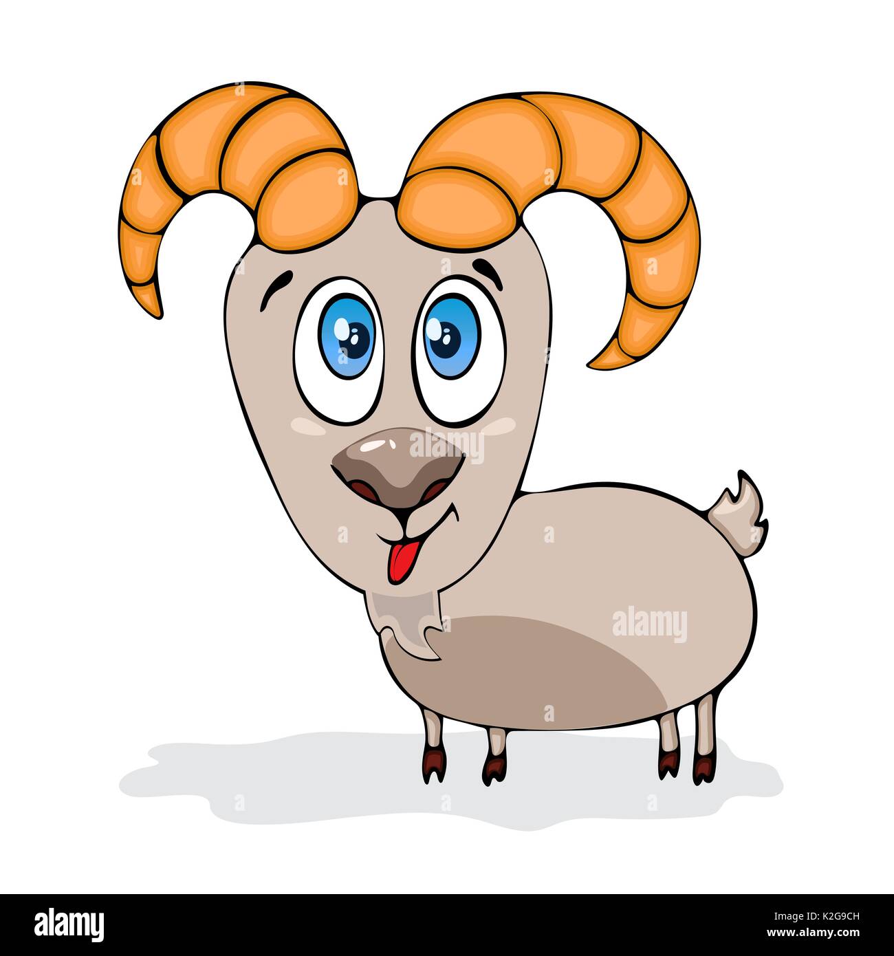 Cartoon funny goat, painted character, isolated on white background ...