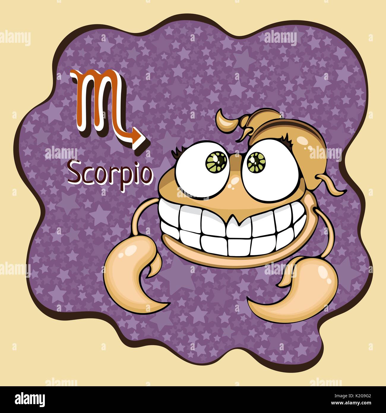 Zodiac sign cartoon Scorpio, astrological character, hand drawing ...