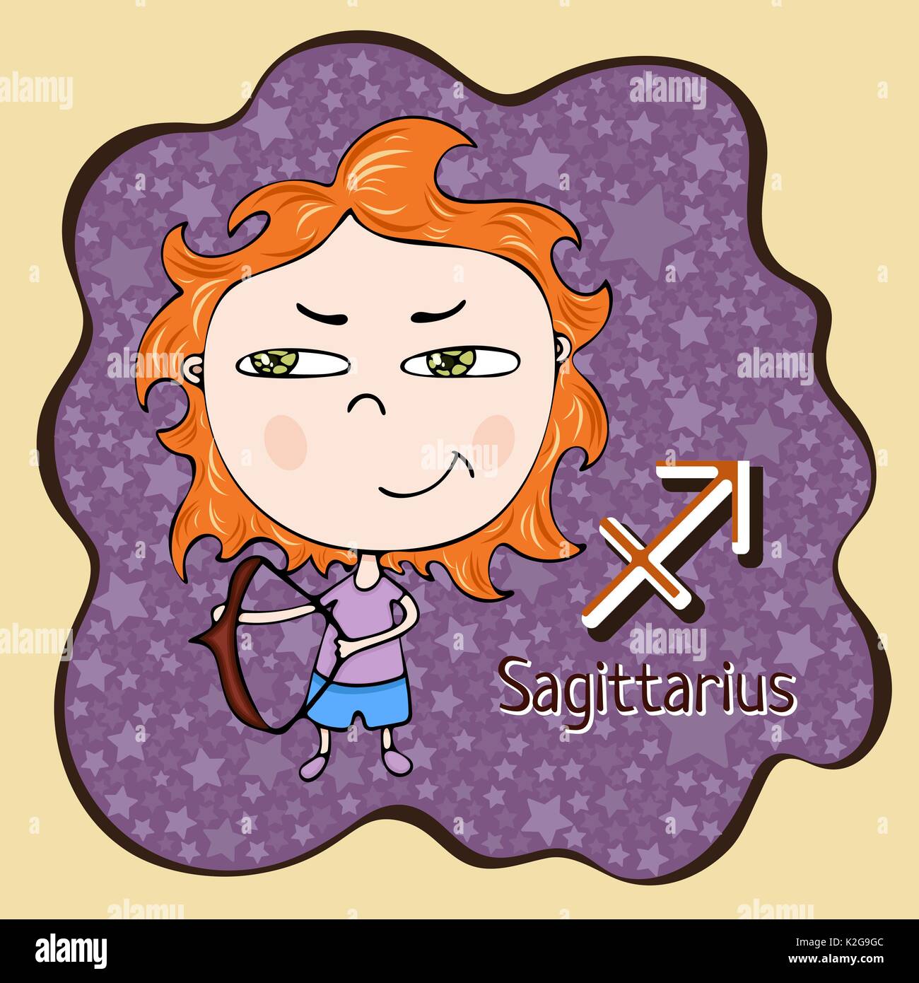 Zodiac sign cartoon Sagittarius, astrological character, hand drawing ...