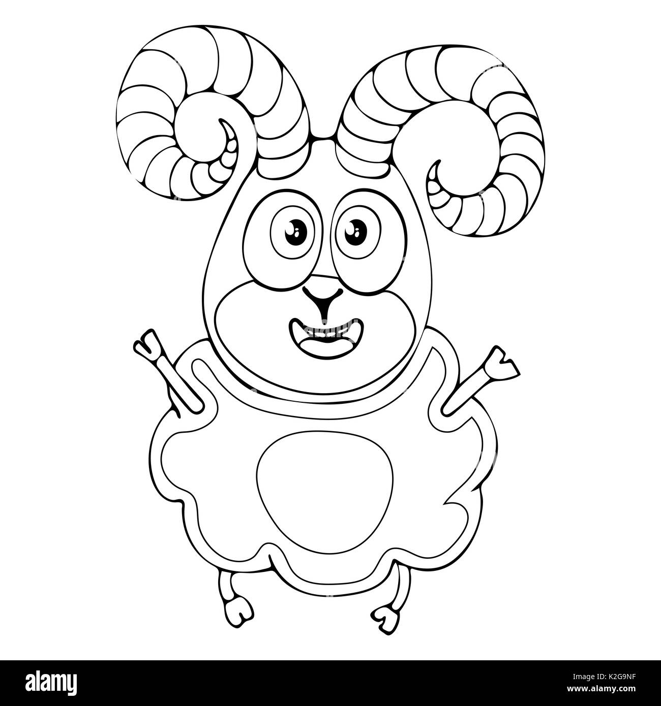 Cartoon funny ram for coloring book isolated on white background ...