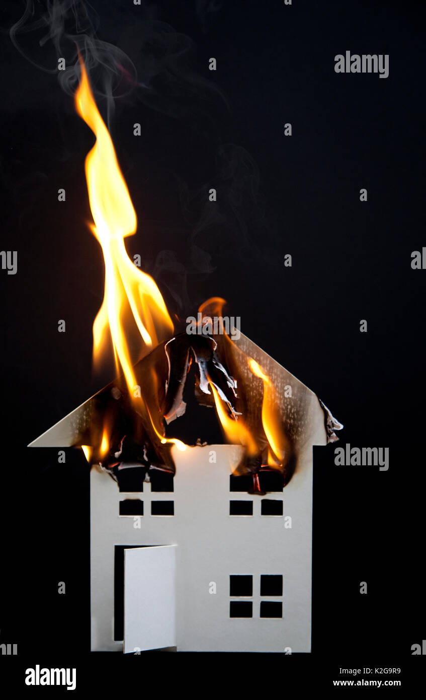 Paper House Burning Stock Photo - Alamy
