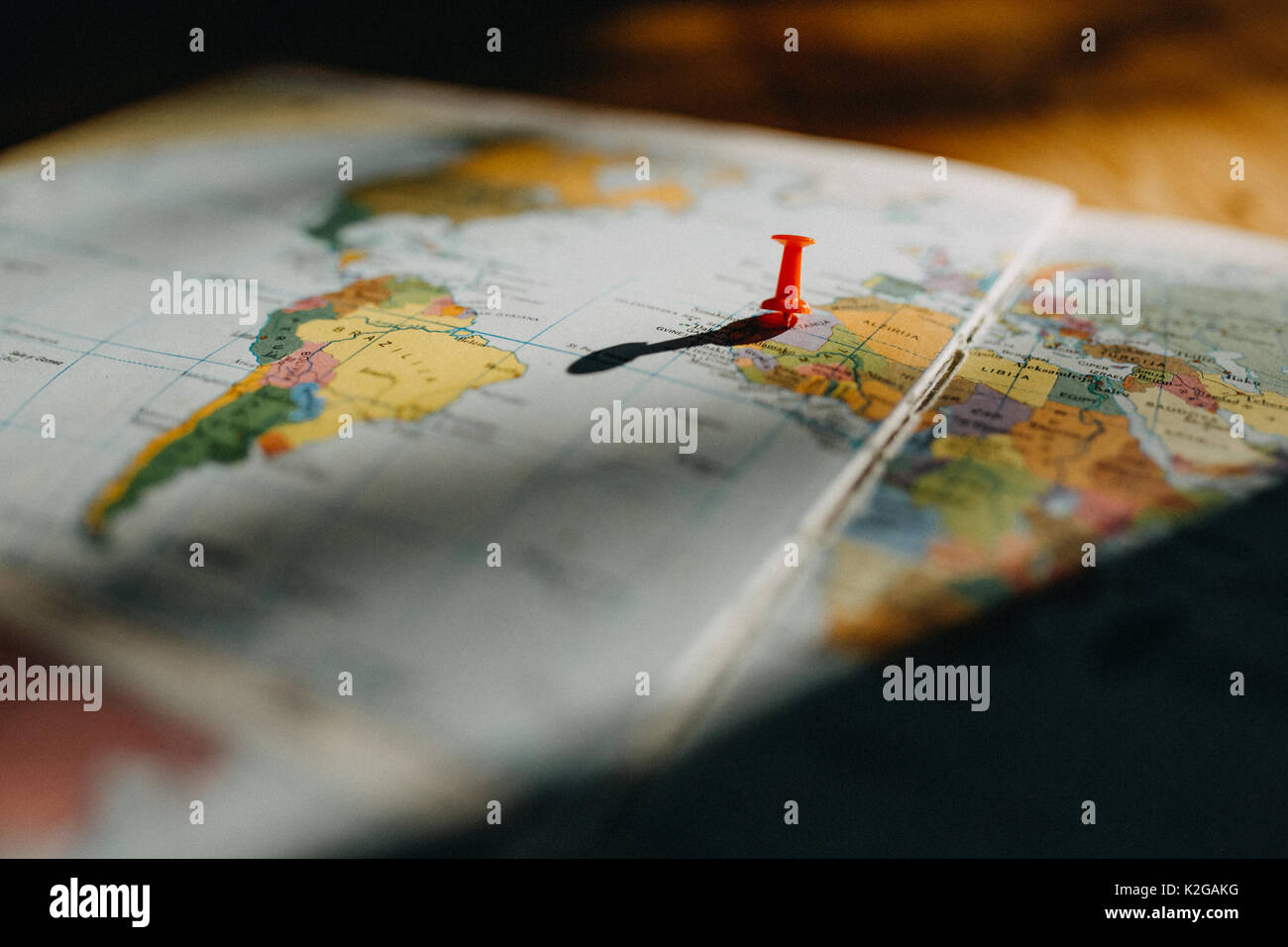 red pin on the map and travel destination europe Stock Photo - Alamy