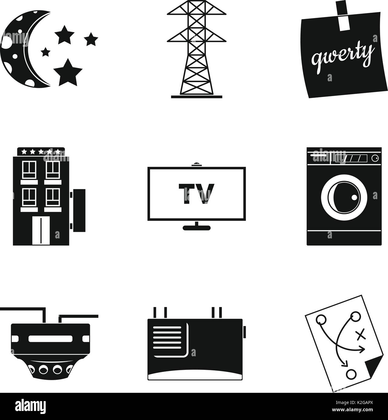 Electrical network icons set, simple style Stock Vector Image & Art - Alamy