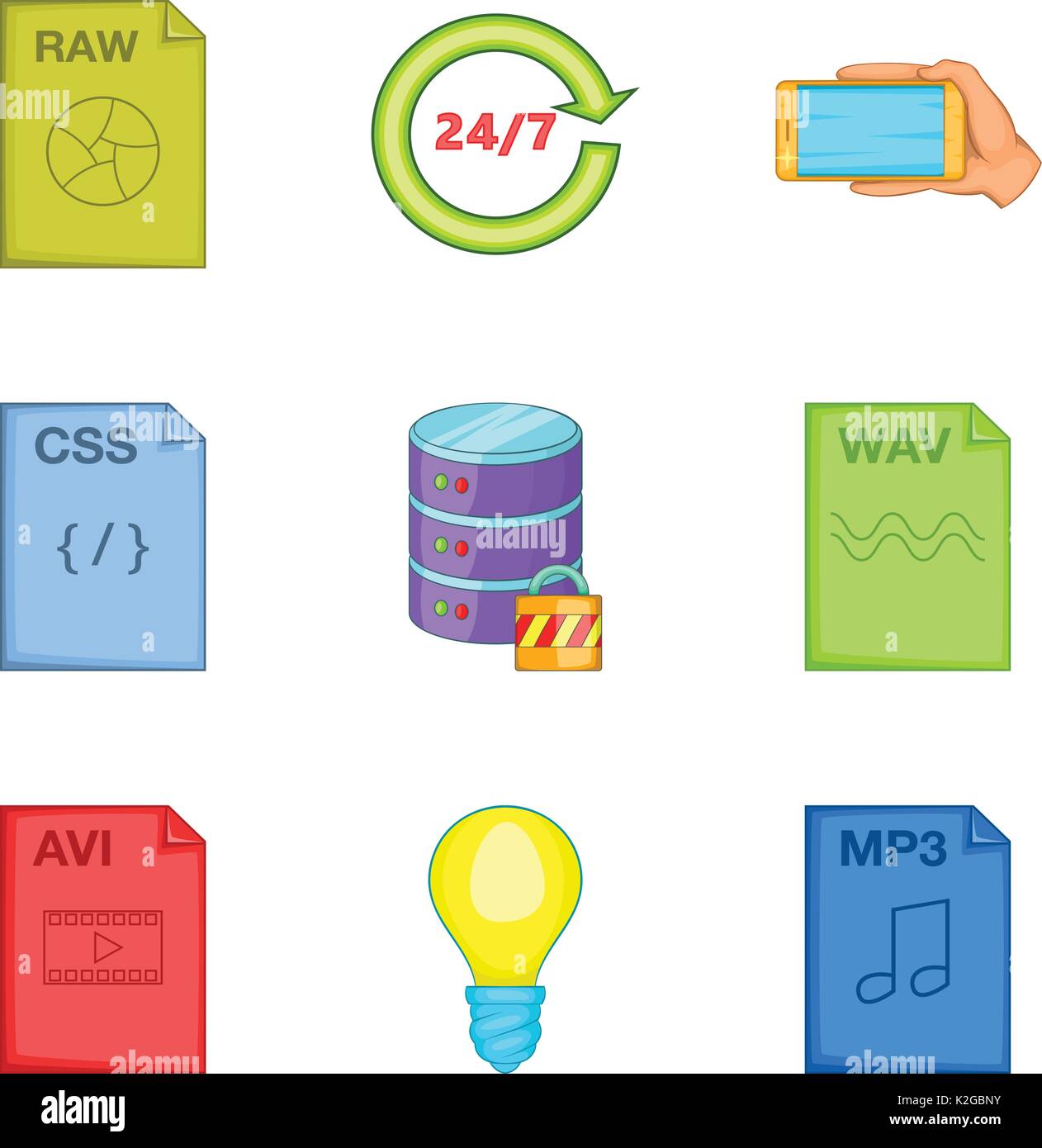 File processing icons set, cartoon style Stock Vector Image & Art - Alamy