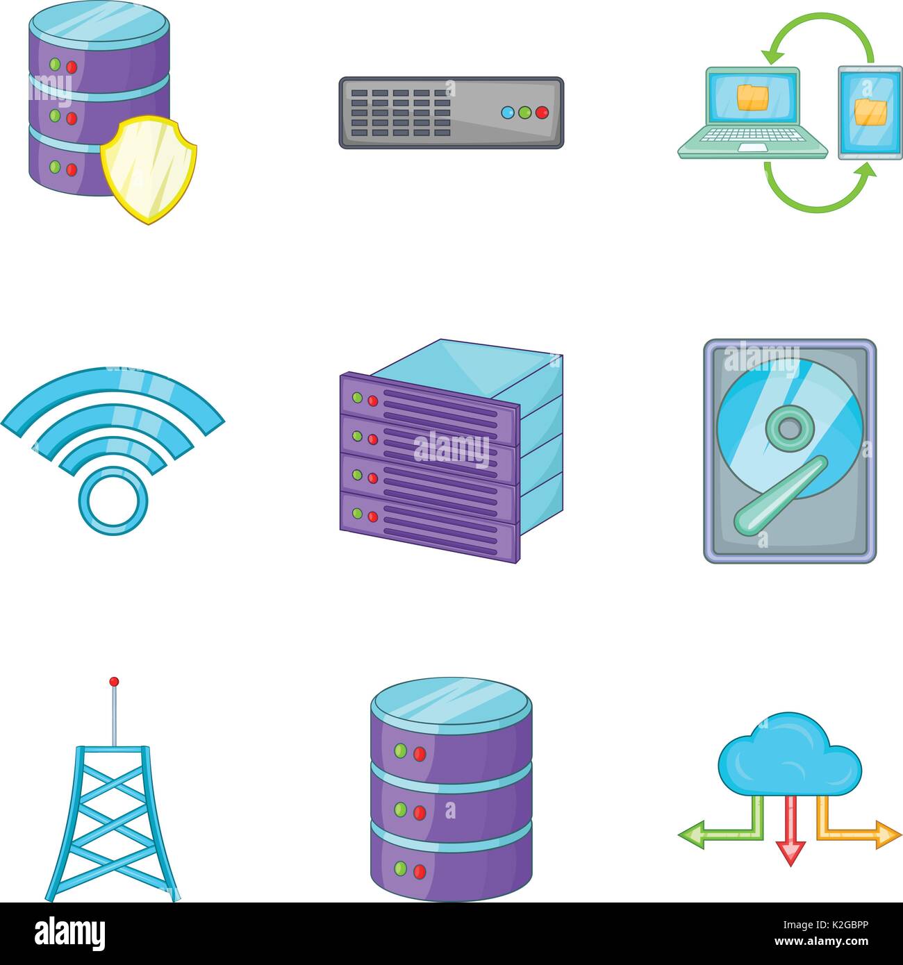 Unloading information icons set, cartoon style Stock Vector Image & Art ...