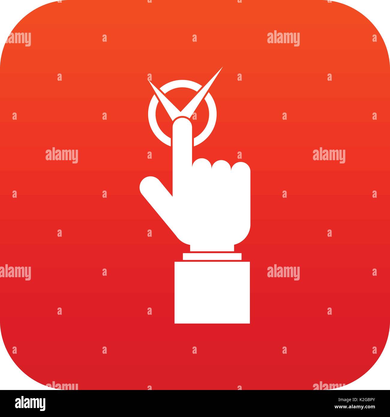 Hand finger pressing button with tick icon digital red Stock Vector ...