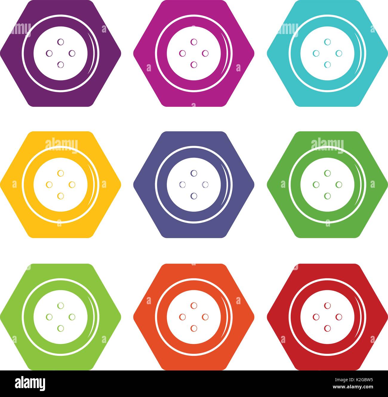 Button for clothing icon set color hexahedron Stock Vector Image & Art ...