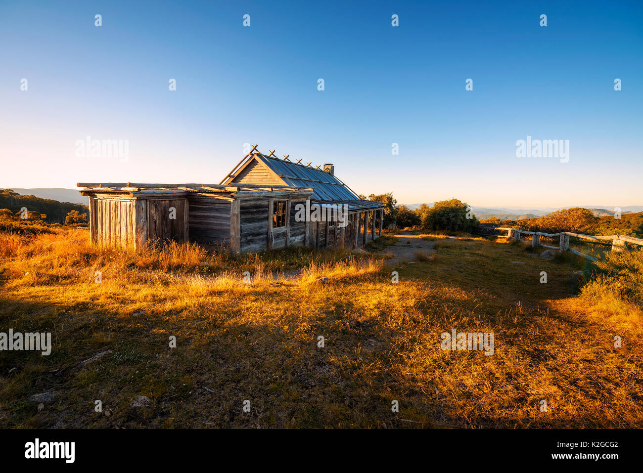 Sunset above Craigs Hut, built as the the set for Man from Snowy River ...