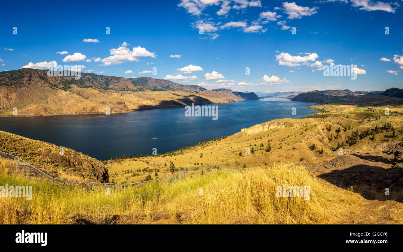 Scenic summer panorama of the Kamloops lake situated on the Thompson ...