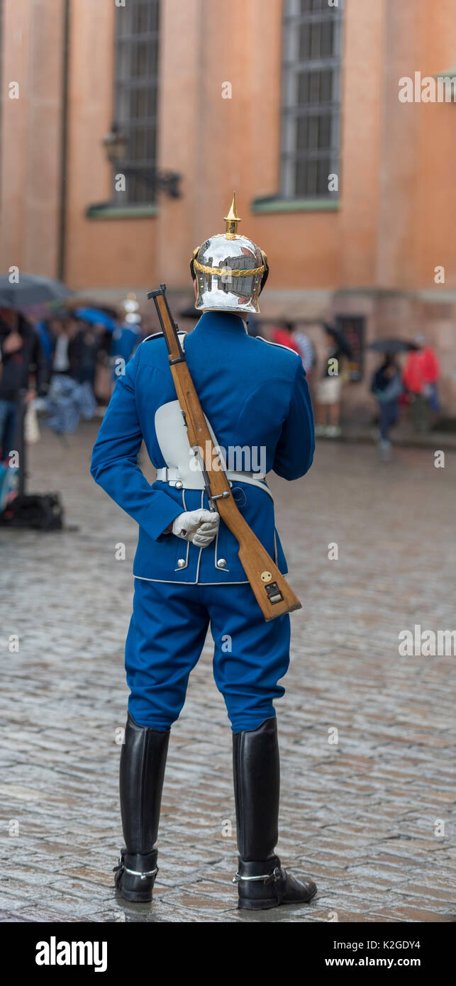 The life guard dragoons at the change of guards at the Royal castle in ...