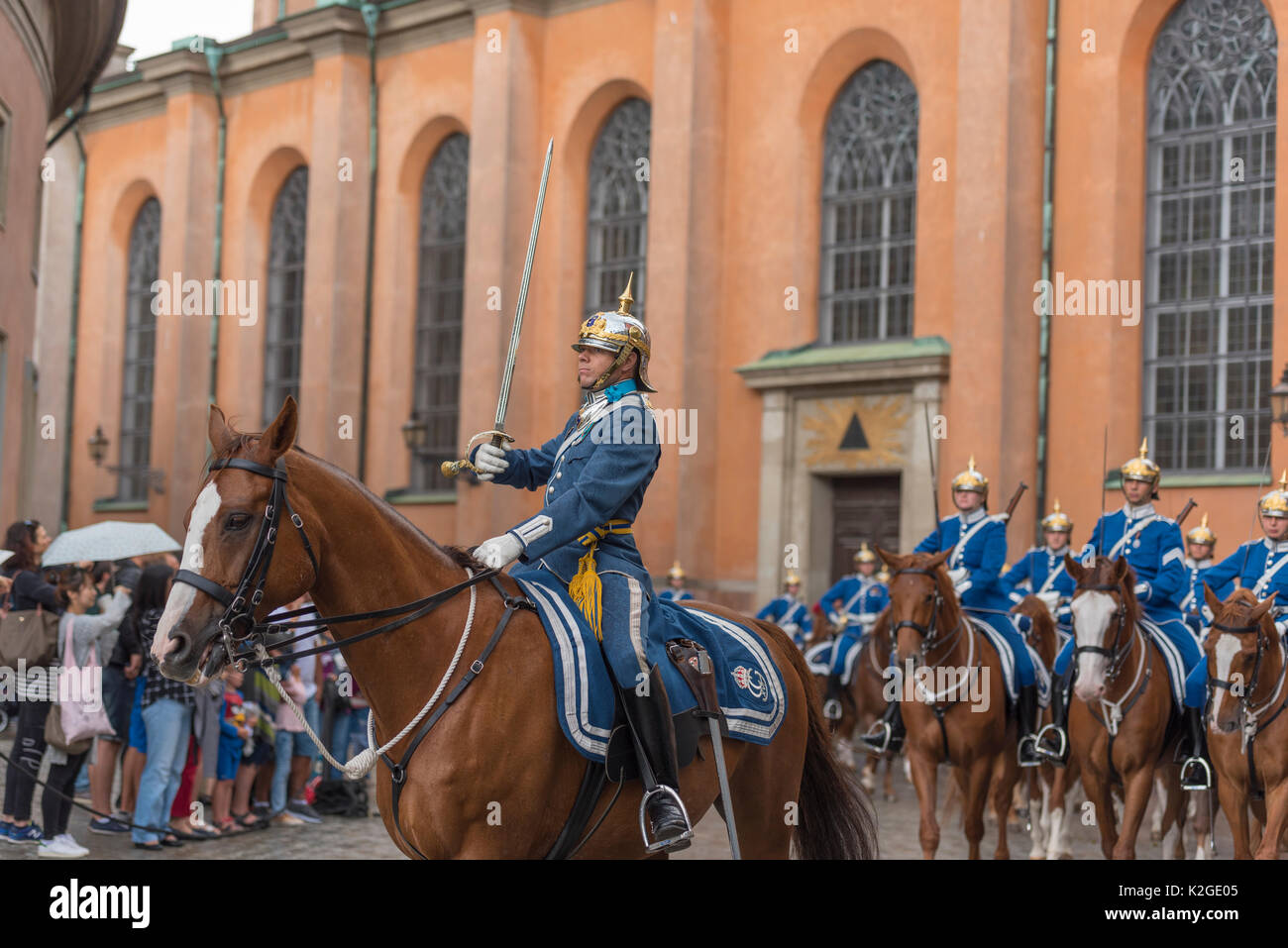The life guard dragoons at the change of guards at the Royal castle in ...