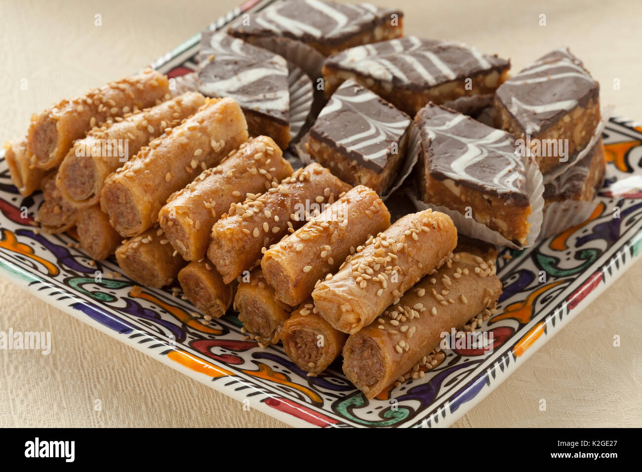Moroccan cookies on a dish as a treat with tea Stock Photo - Alamy