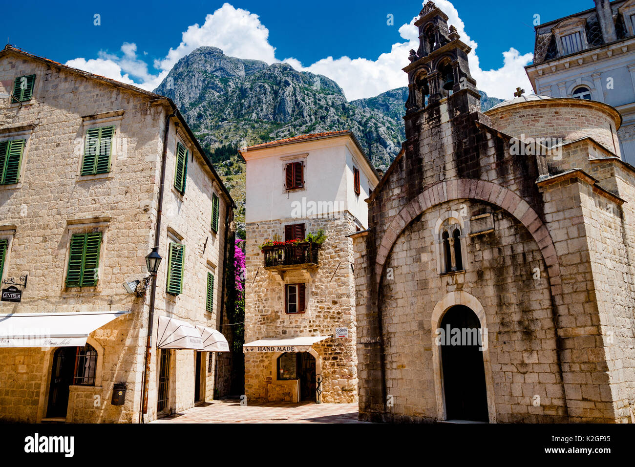 Antique architecture of the Historic center of Kotor, Montenegro Stock ...