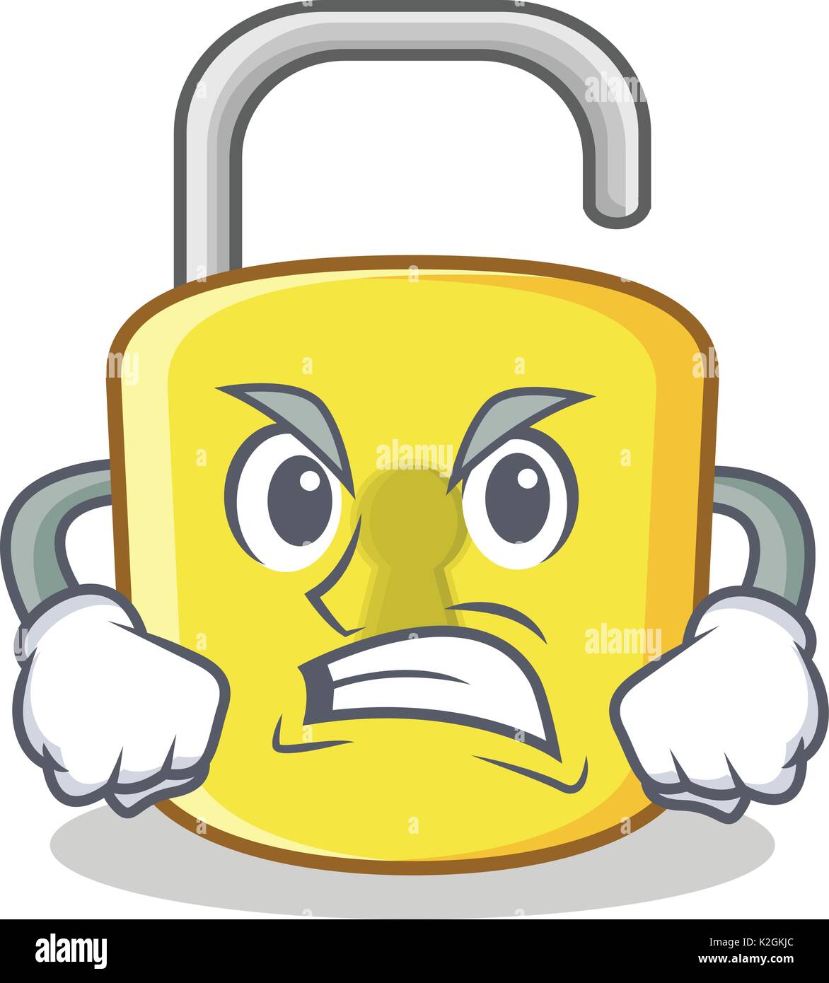 Angry yellow lock character mascot Stock Vector Image & Art - Alamy