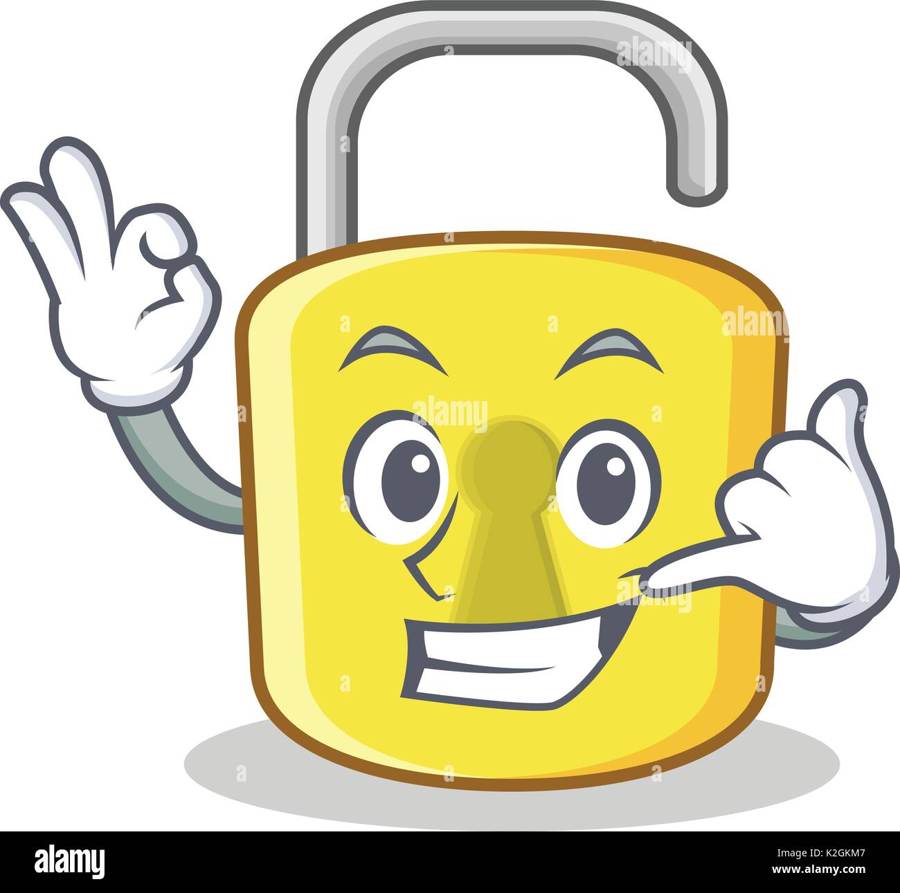 Call me yellow lock character mascot Stock Vector Image & Art - Alamy
