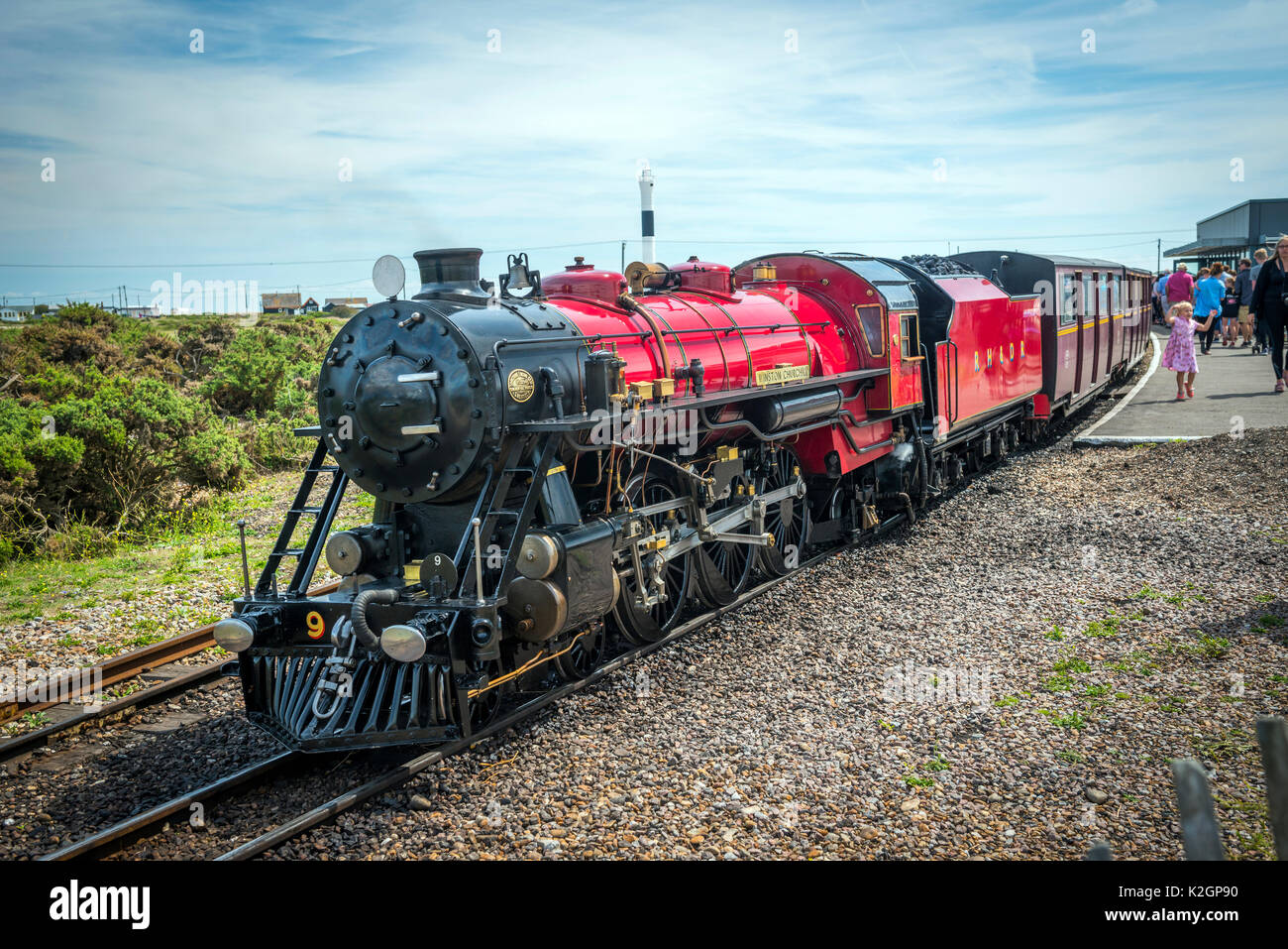 Winston Churchill narrow gauge steam locomotive of the Romney, Hythe ...