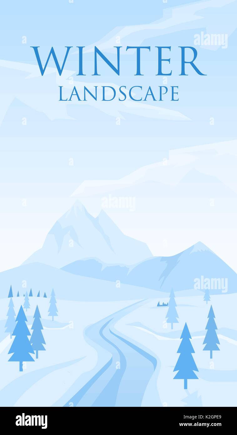 Winter forest landscape road Stock Vector Images - Alamy
