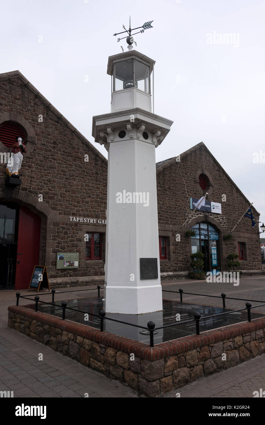 An obelisk at the harbour in St Helier in the Channel islands, Britain ...