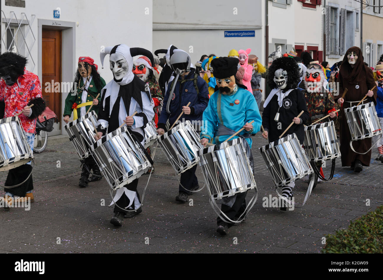 Participants of the Children and Family Fasnacht, Carnival of Basel ...