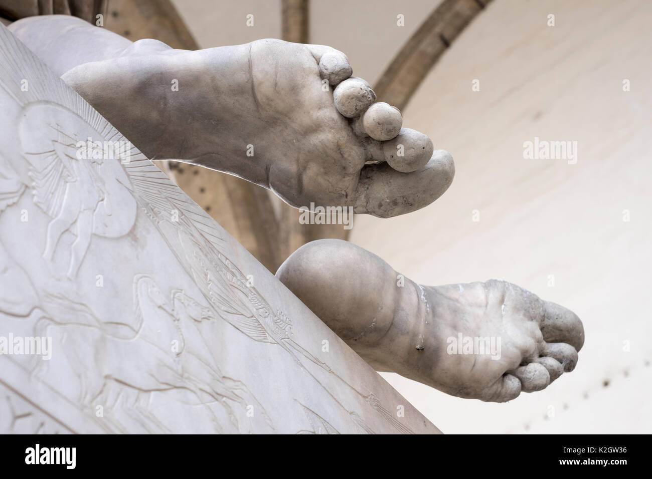 Statue details in the Loggia Dei Lanzi, Piazza Della Signoria, Florence ...