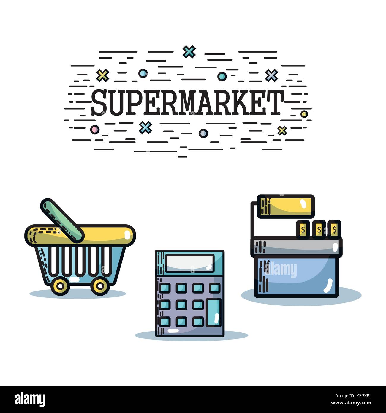 suprmarket with variety products and commerce shop Stock Vector Image ...