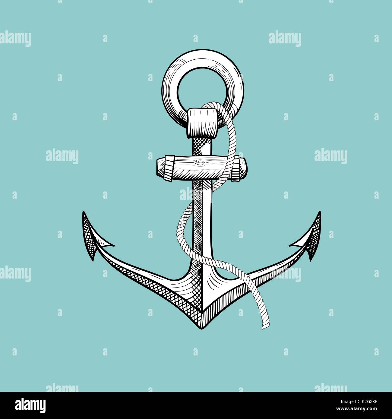 Vector hand drawn nautical anchor Stock Vector Image & Art - Alamy